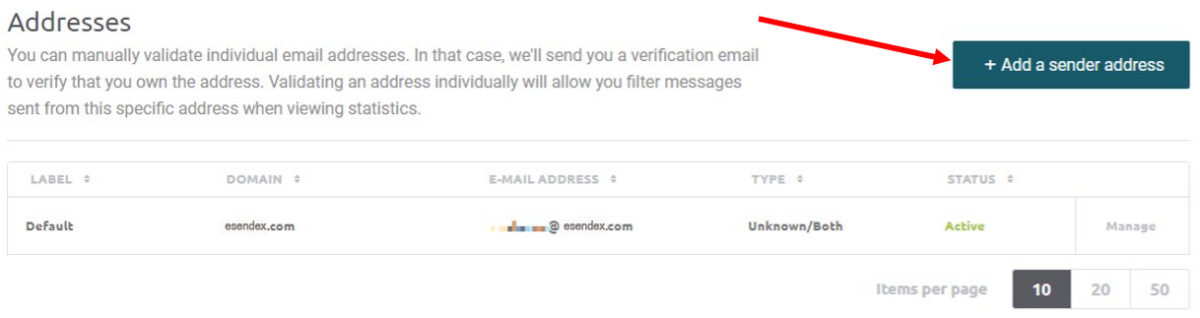 How to add a sender address? - Esendex Support